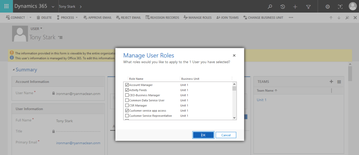 Change a User’s Business Unit and retain their Security Roles using ...